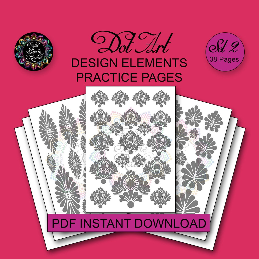 Dot Art Design Elements Practice Pages Set 2 - 38 Pages - PDF Instant ...