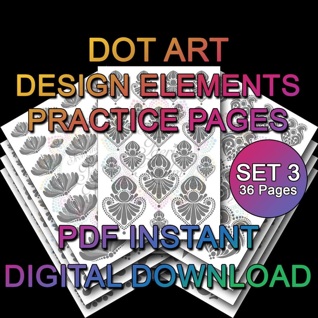 Dot Art Design Elements Practice Pages Set 3 36 Pages PDF Instant ...