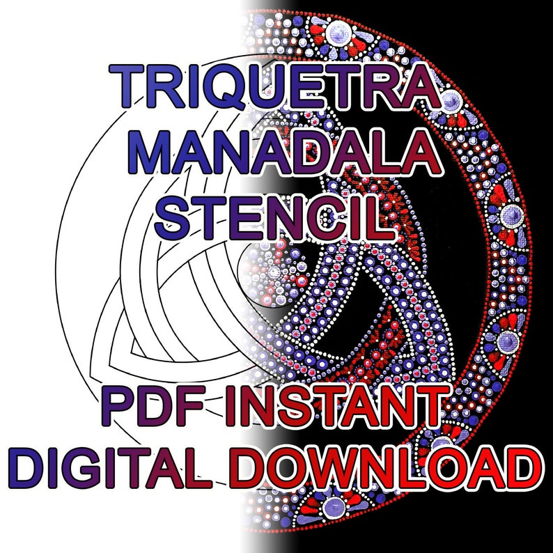 Dot Art Triquetra Trinity Symbol Mandala Stencil 5 Sizes - PDF Instant ...
