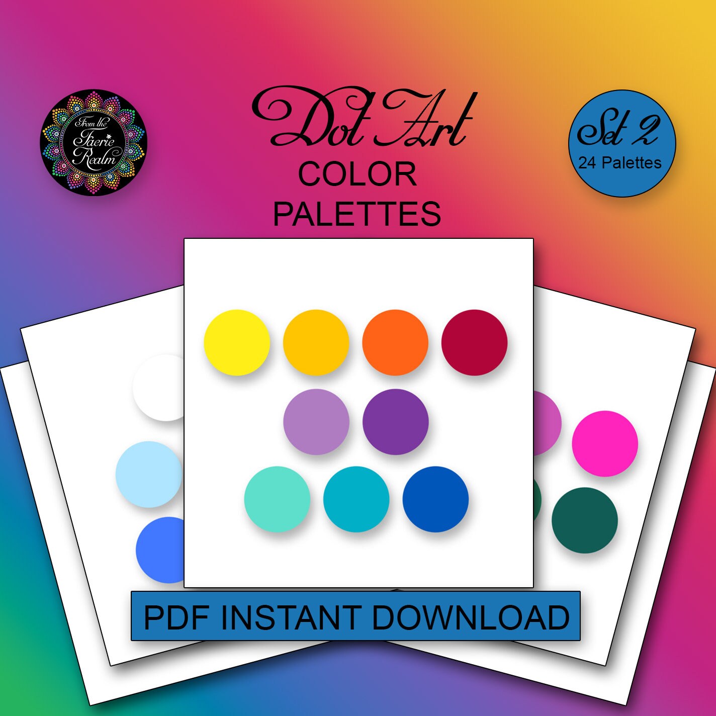 Dot Art 24 Color Palettes Set 2 2 Pages PDF Instant Digital Download ...