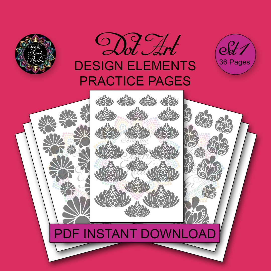 Dot Art Design Elements Practice Pages Set 1 - 36 Pages - PDF Instant ...
