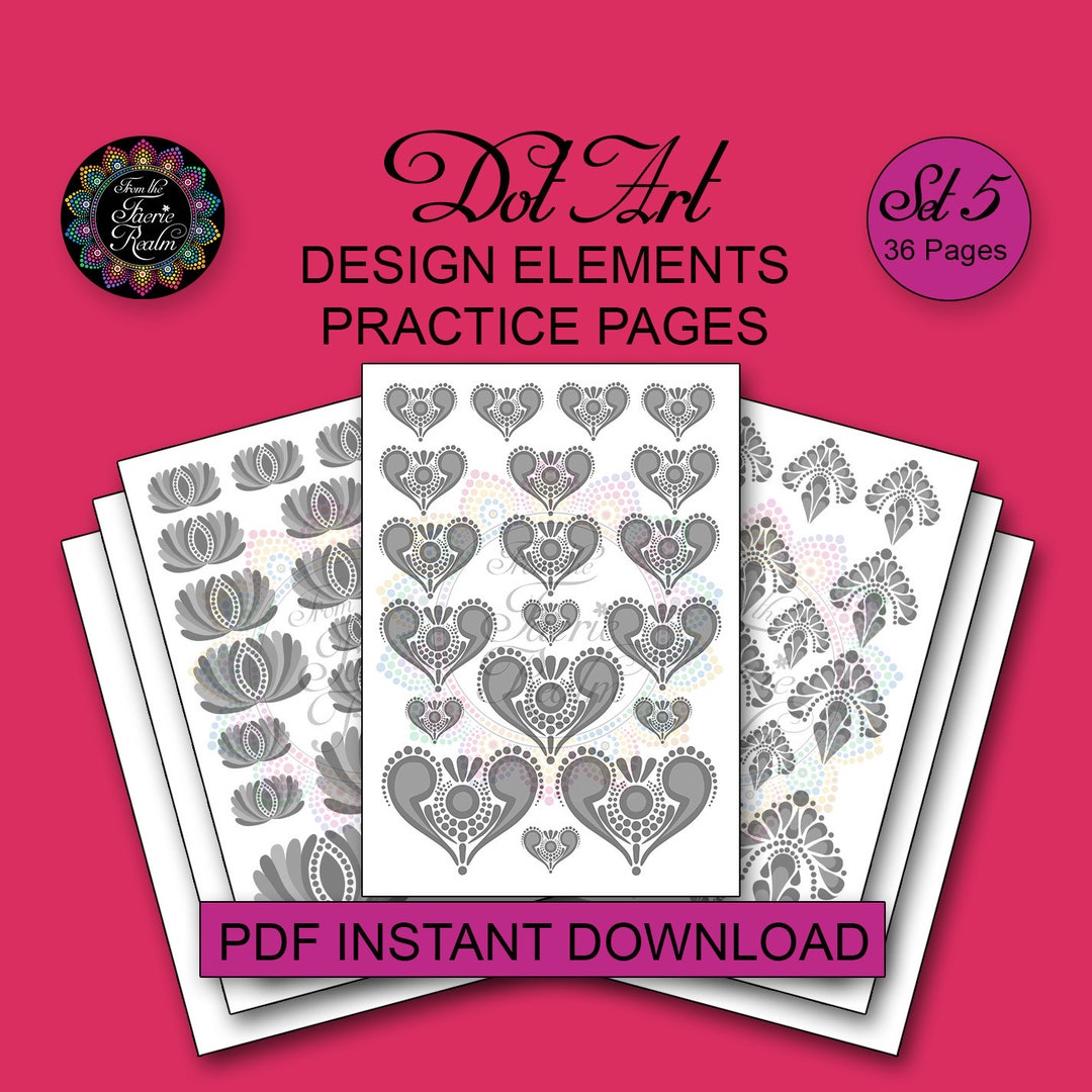 Dot Art Design Elements Practice Pages Set 5 36 Pages PDF Instant ...