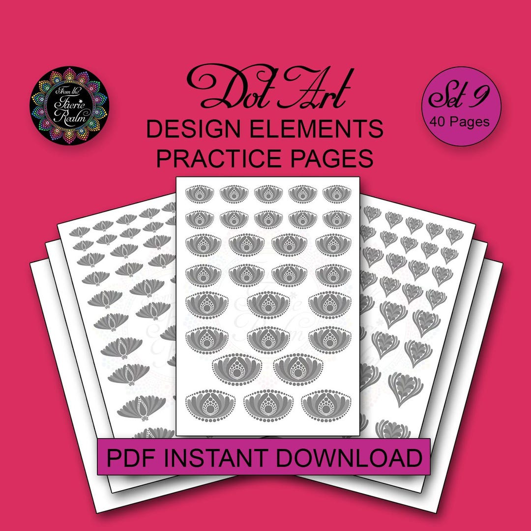 Dot Art Design Elements Practice Pages Set 9 - 40 Pages - PDF Instant ...