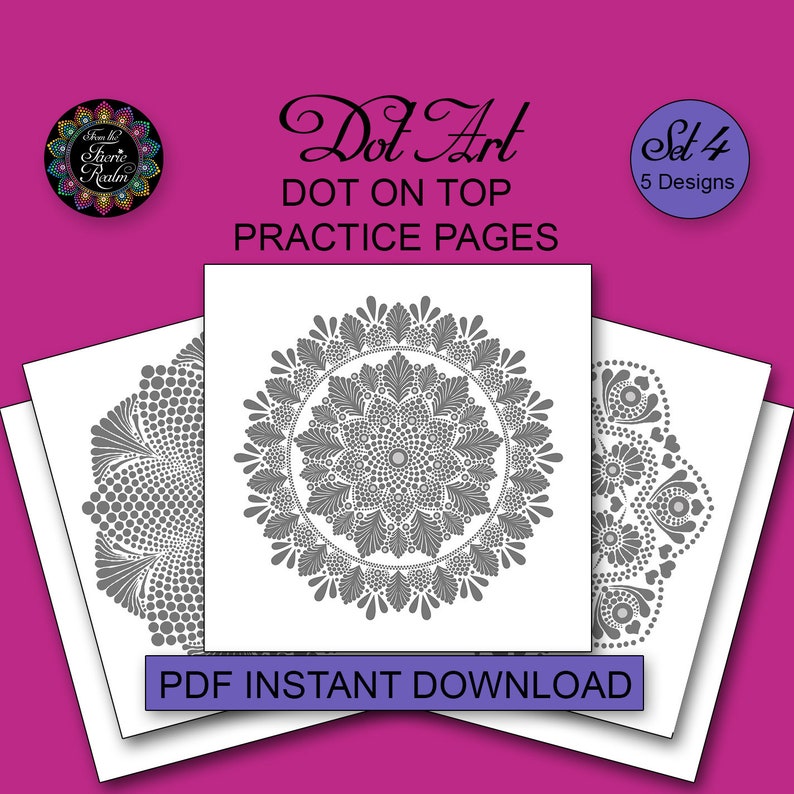 Dot Art Mandala Dot on Top Practice Pages - 30 Mandalas in 5 Sizes ...