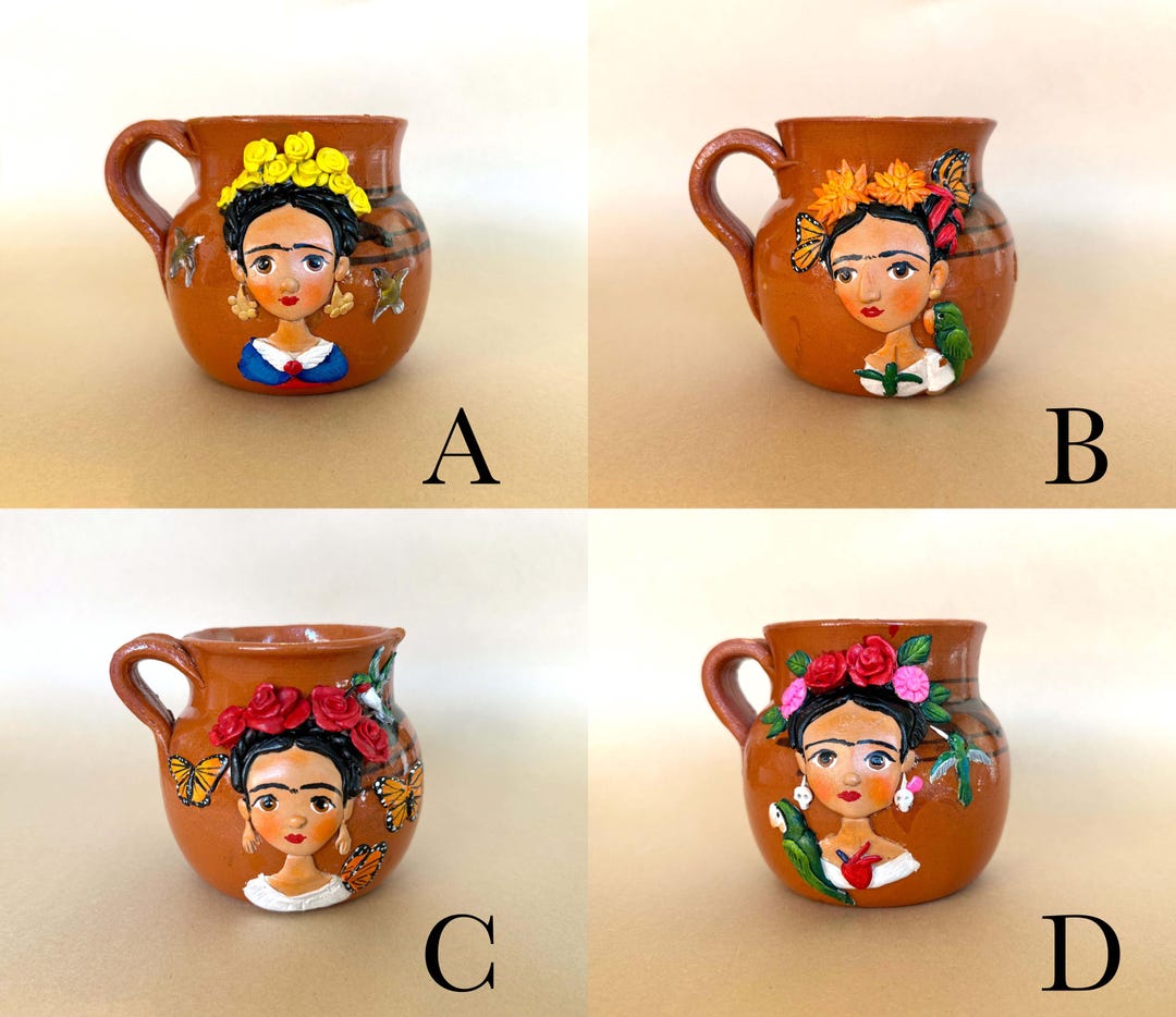 Frida Mug, Handmade Polymer Clay Mug, Ceramic Artisanal Mug, Frida Art ...