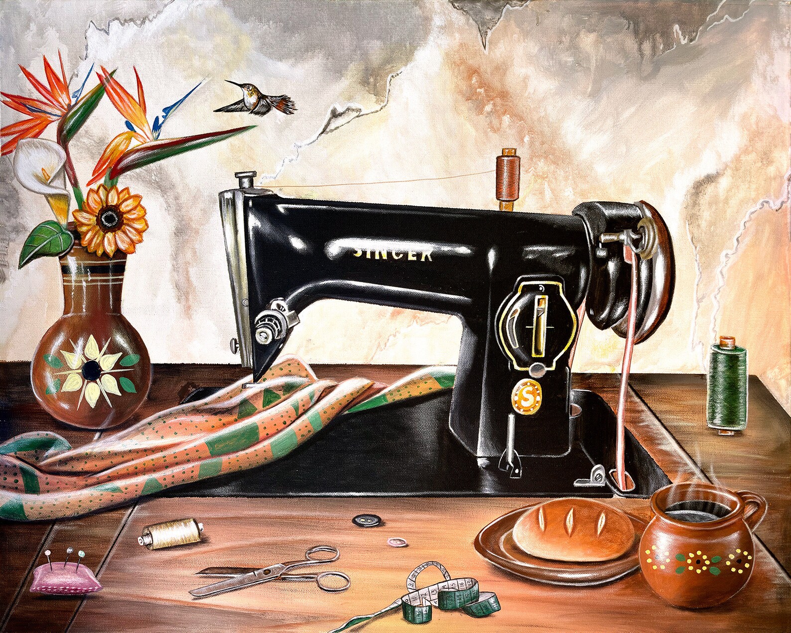 La Maquina De La Abuela Art Print, Sewing Machine, Mexican Art, Mexican ...