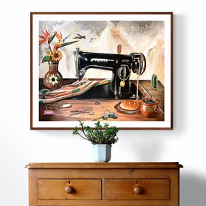 La Maquina De La Abuela Art Print, Sewing Machine, Mexican Art, Mexican ...