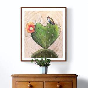 Nopal Del Corazon Art Print, Nopal Art, Heart Shaped Nopal Painting ...