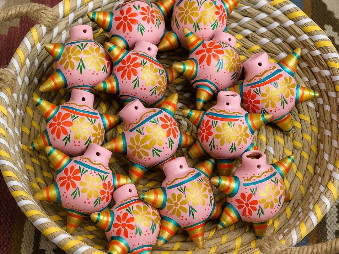 Piñata Ornament, Mexico Piñata, Christmas Clay Ornaments, Ceramic ...