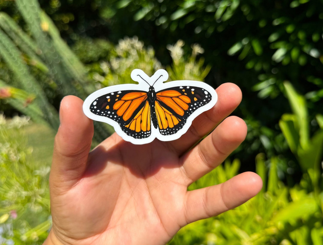 Mariposa Monarca Sticker, Monarch Sticker, Pink Flower, Butterfly ...
