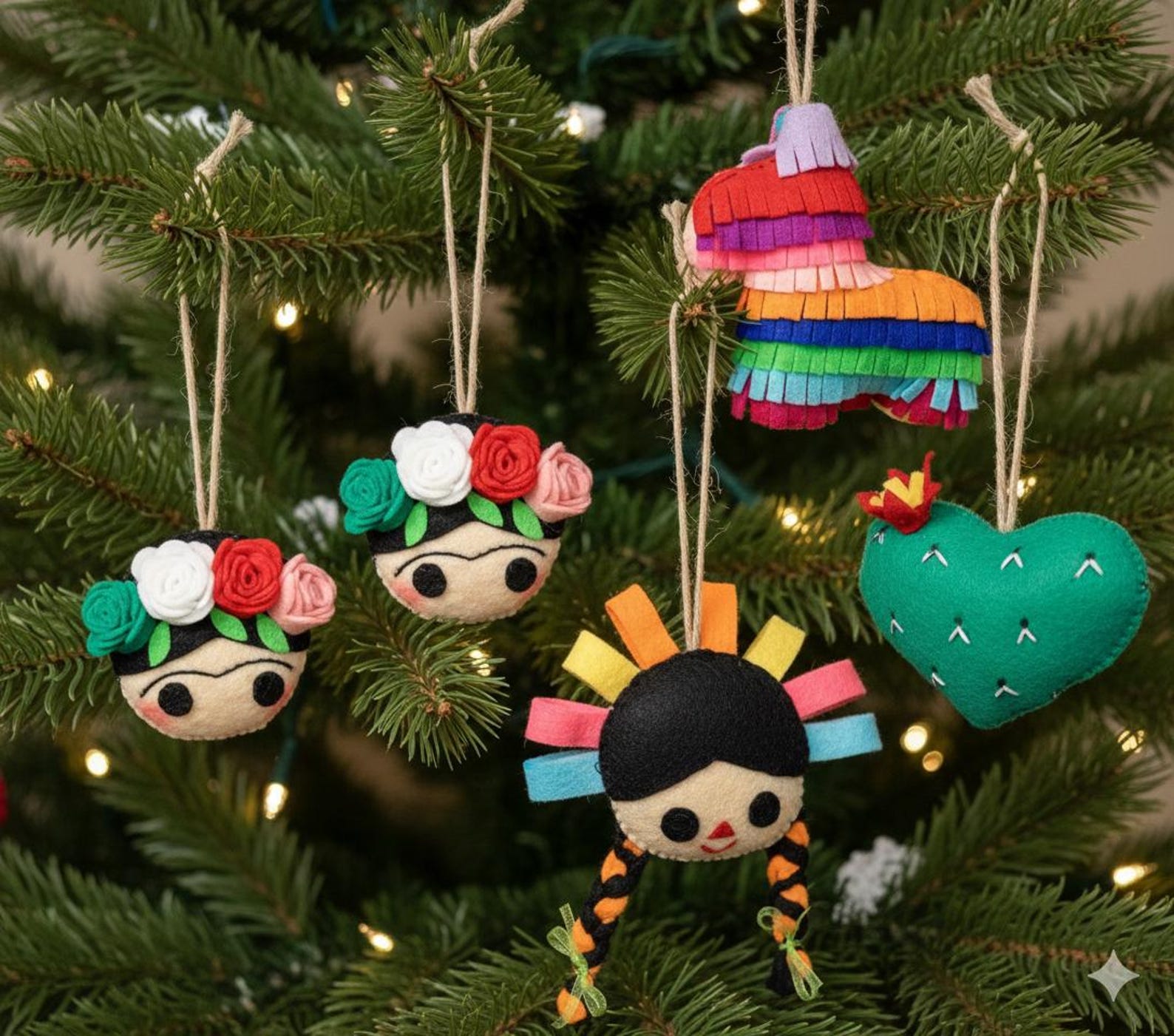Mexican Ornaments, Felt Ornaments, Frida, Piñata, Lele, Nopal, Mexican ...