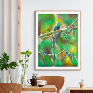 Quetzal Art Print, Quetzal Painting, Guatemalan Art, Tropical Art ...