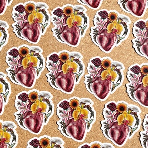 Floreciendo Sticker Heart and Flowers Sticker Anatomical - Etsy