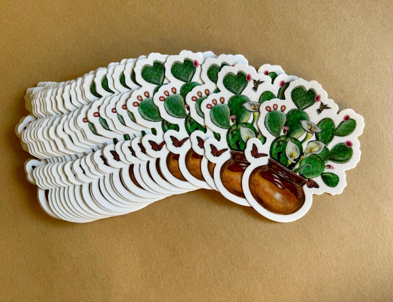 Alcatraces Y Nopal Sticker, Mexican Sticker, Cactus Sticker, Barro ...