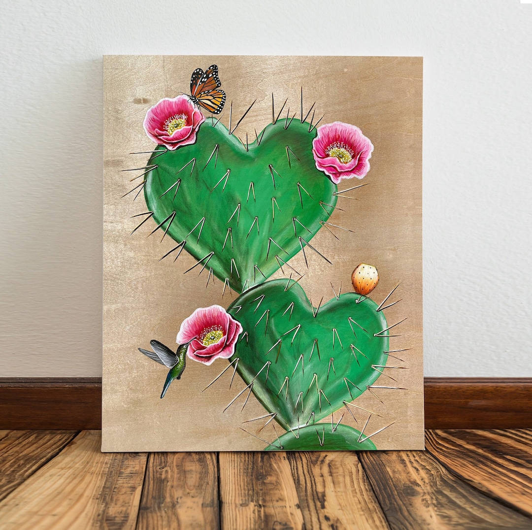 Corazones Espinados Canvas Print, Nopal Art, Heart Shaped Nopal ...