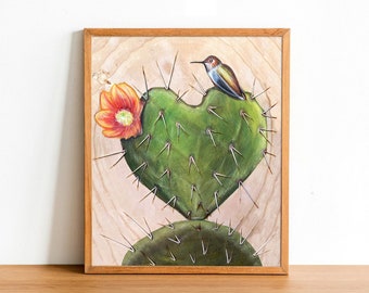 Heart Shaped Nopal Art Print - Etsy
