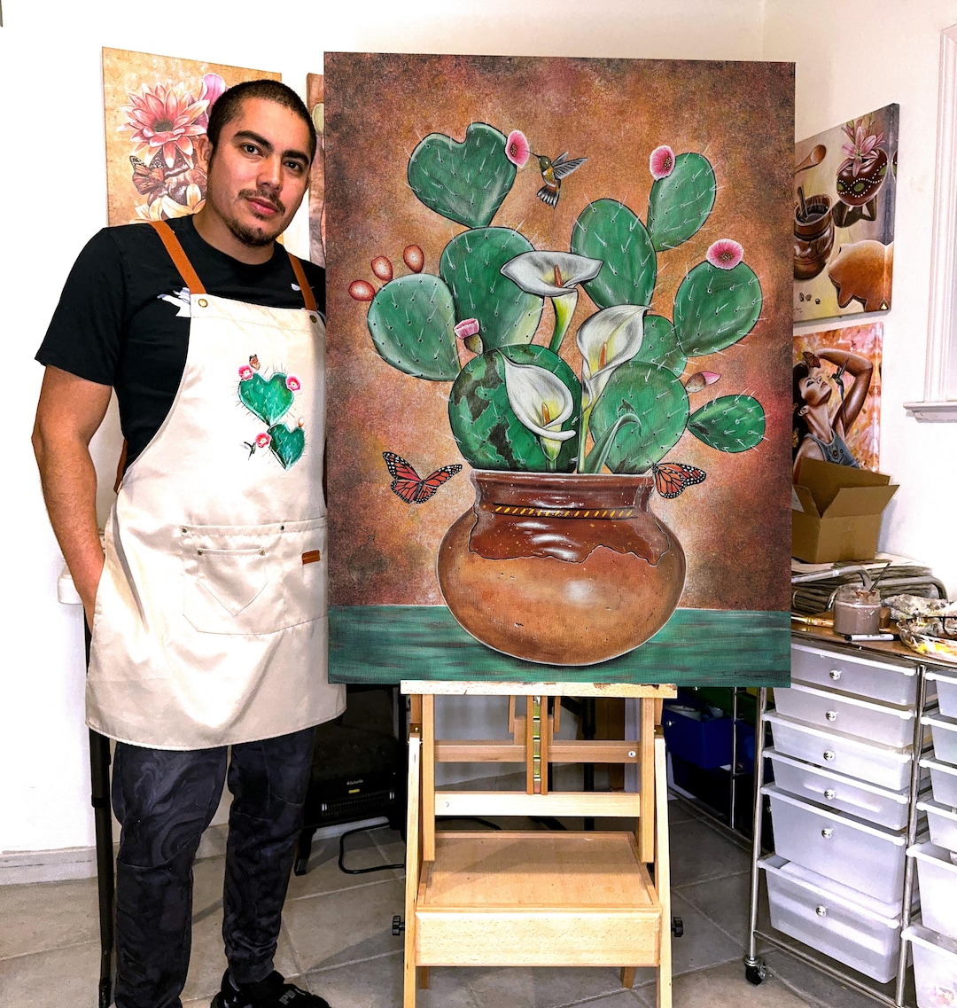 ORIGINAL PAINTING, Alcatraces Y Nopal by Junnior Navarro , Mexican Wall ...