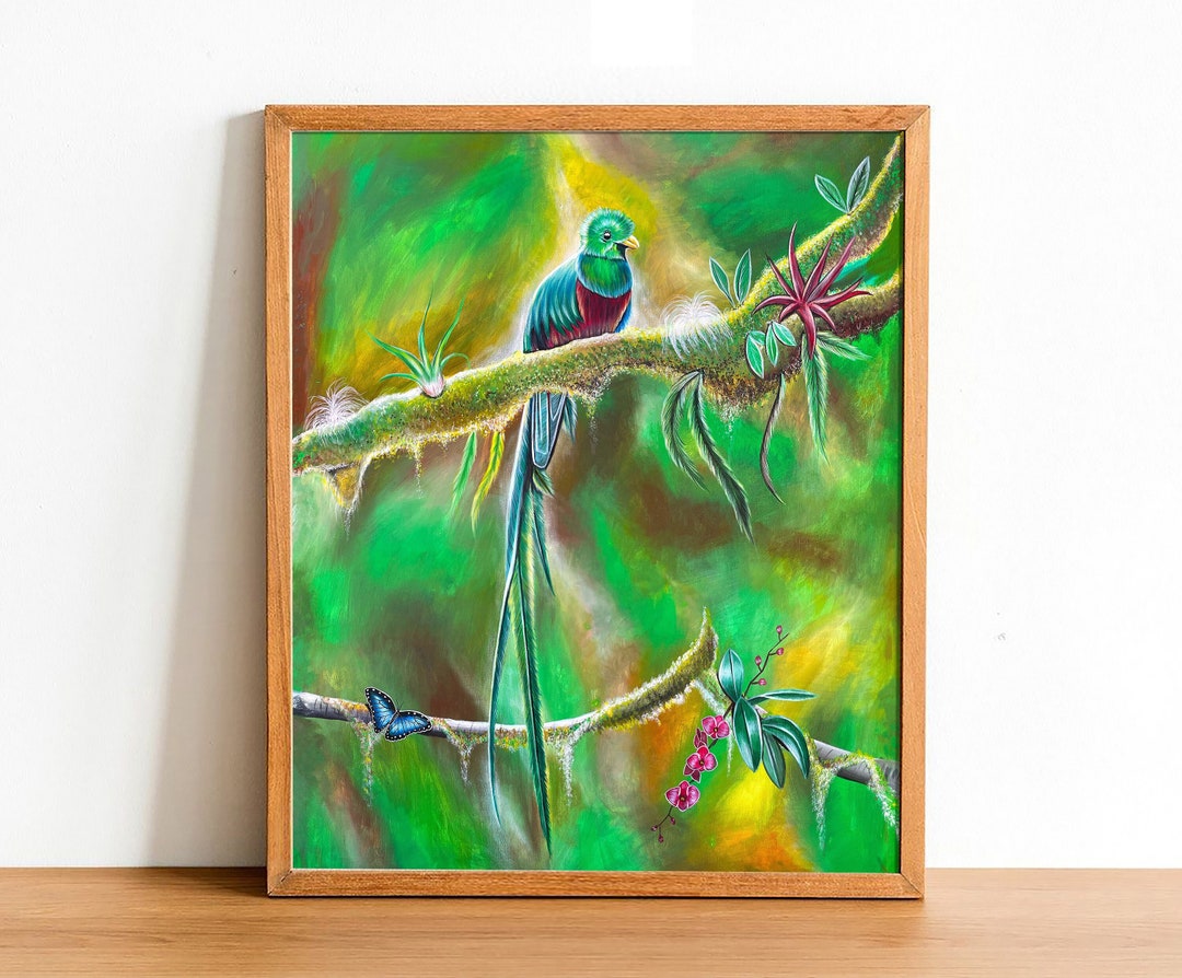 Quetzal Art Print, Quetzal Painting, Guatemalan Art, Tropical Art ...