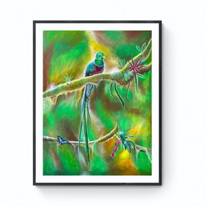 Quetzal Art Print, Quetzal Painting, Guatemalan Art, Tropical Art ...