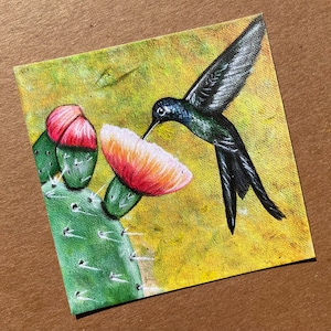 Nopalito Y Colibri Art Print, Nopal Art, Mexican Art, Mexican Art Decor ...