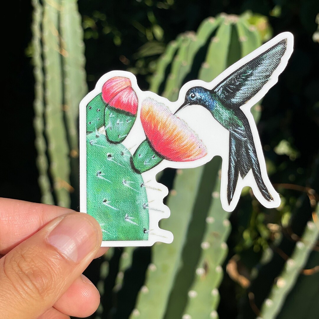 Nopalito Y Colibri Sticker, Mexican Sticker, Painting Sticker, Hispanic ...