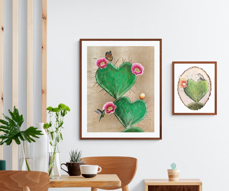 Corazones Espinados Art Print, Nopal Art, Heart Shaped Nopal Painting ...