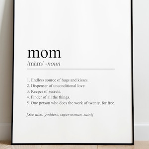 Mom Definition Printable, Mother's Day Poster, Cute Saying, Typography ...
