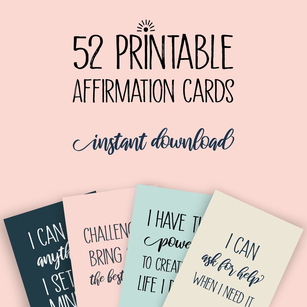 52 Affirmation Cards, Printable Deck, Weekly Positivity, Positive ...