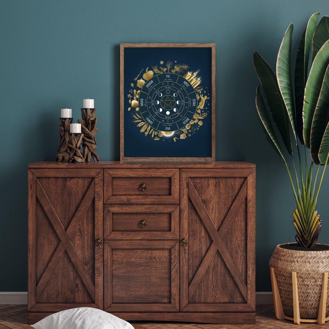 Wheel of the Year Wicca Poster Print Witchy Art Moon | Etsy