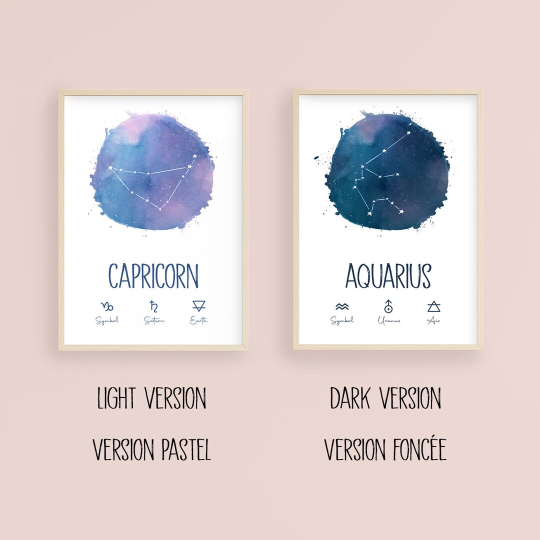Zodiac Constellation Poster, Custom Sign, Watercolor Astrology Print ...