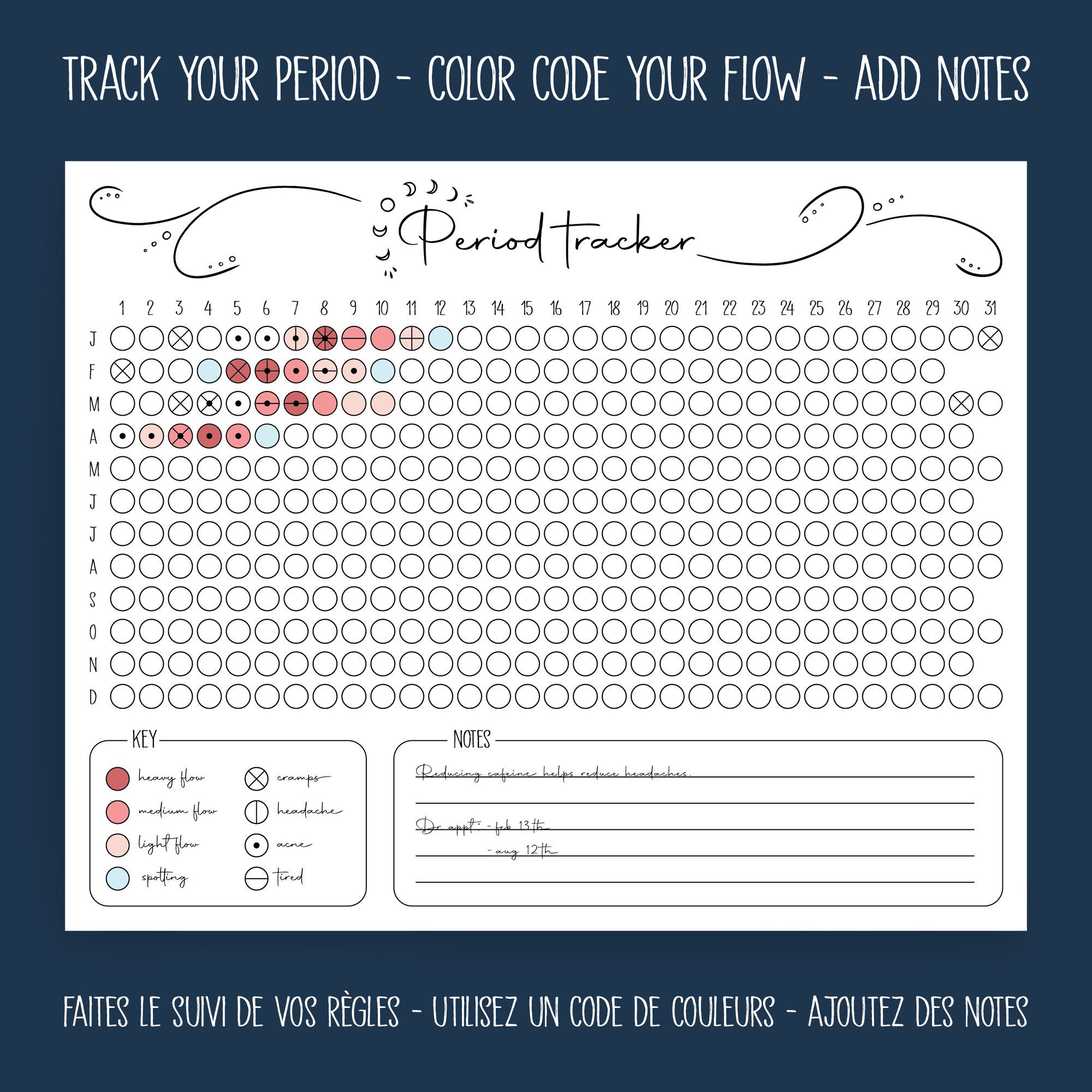Period Planner, Monthly Cycle Tracker, Menstruation Journal, Pregnancy ...