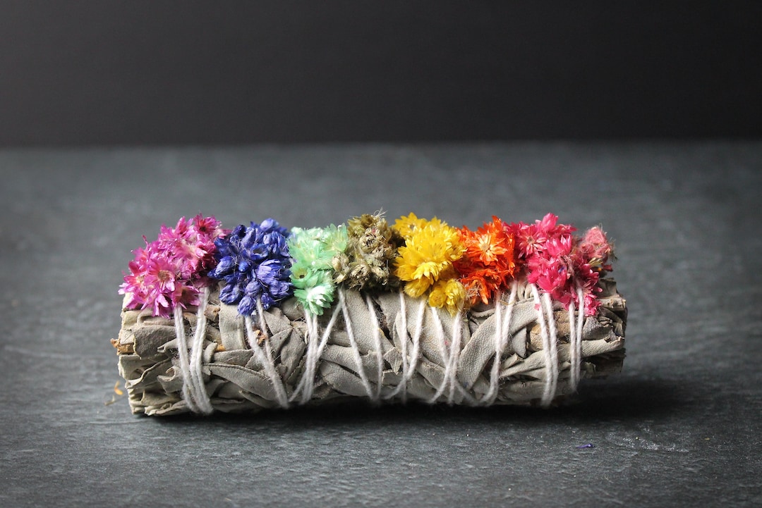 Chakras White Sage Bundle Smoke Cleansing Mullein Flowers - Etsy