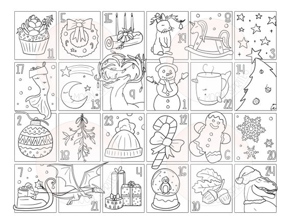 Children's Advent Calendar Coloring Page Christmas | Etsy