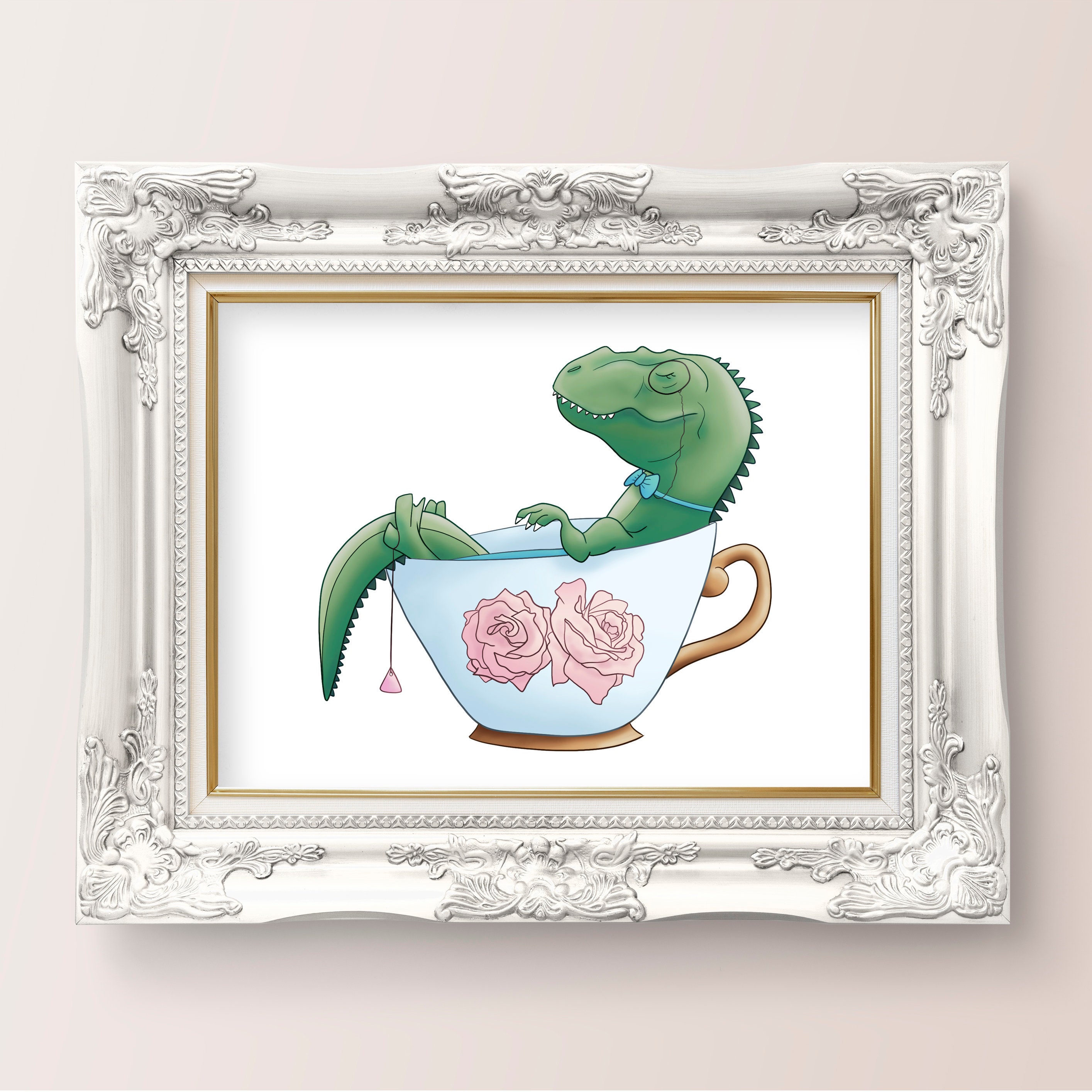 Tea-rex Teacup British T-rex Printable Art Tea Roses - Etsy