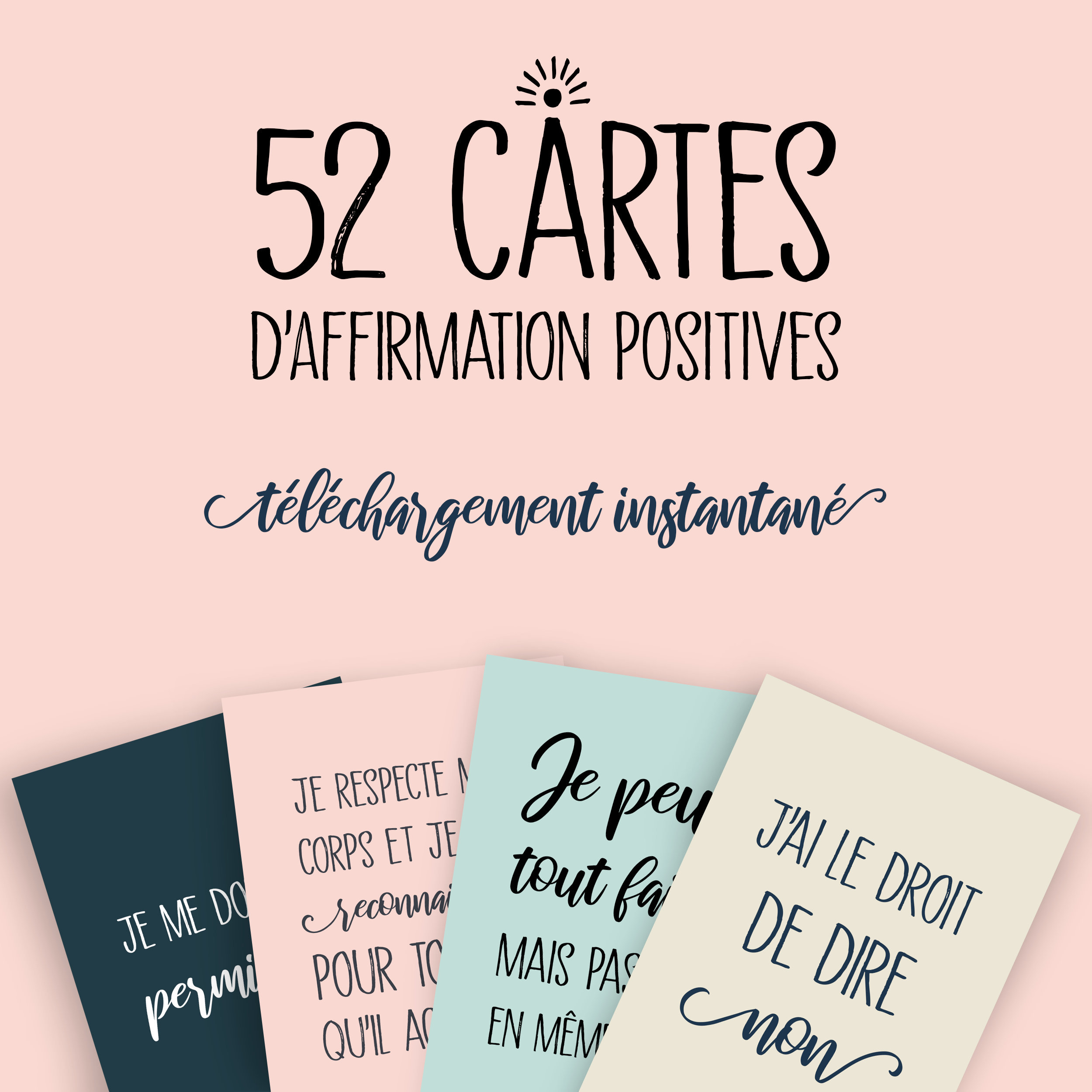 52 Affirmation cards in French Printable deck Weekly | Etsy
