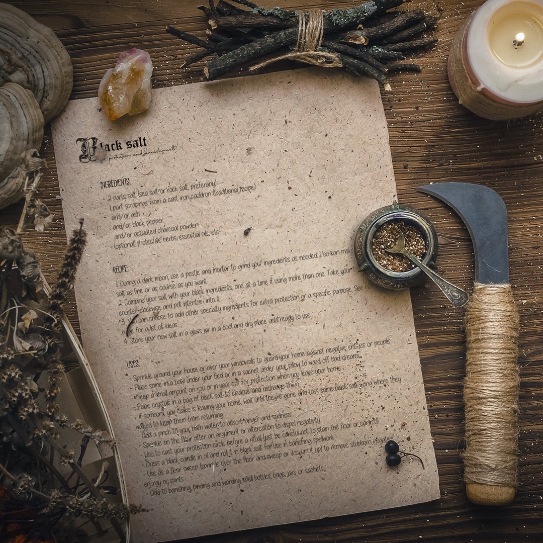 Black Salt Recipe, Witch's Salt DIY Printable, Book of Shadows Page ...