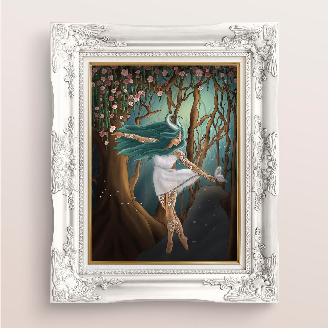 Dryad Painting, Wood Sprite Art Print, Forest Elf Woman, Fantasy Wall ...