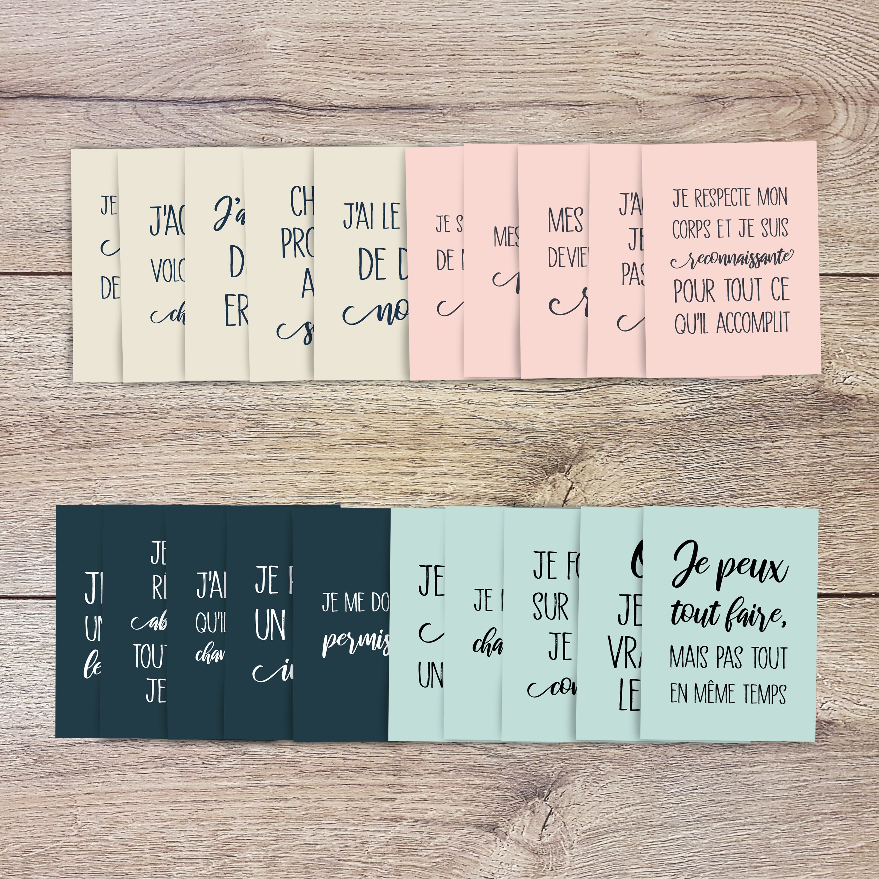 52 Affirmation Cards in French Printable Deck Weekly | Etsy Canada
