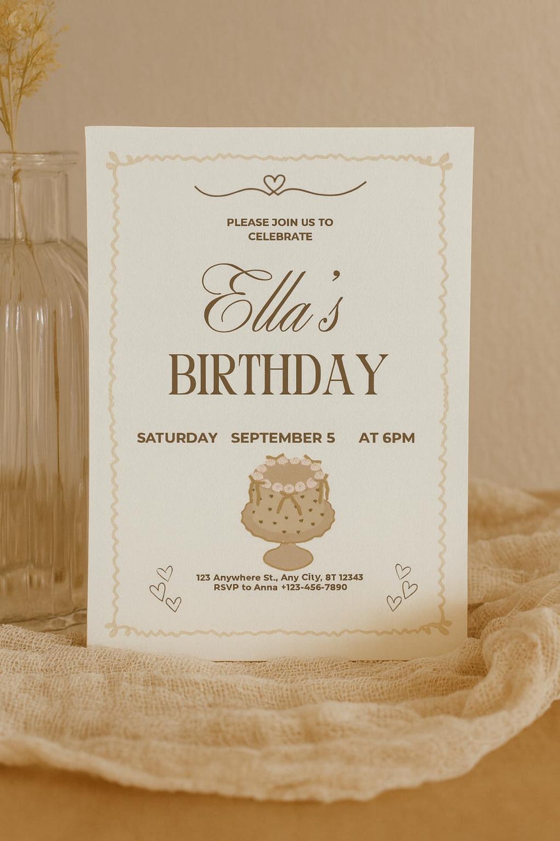 Aesthetic Birthday Invite Card - Etsy