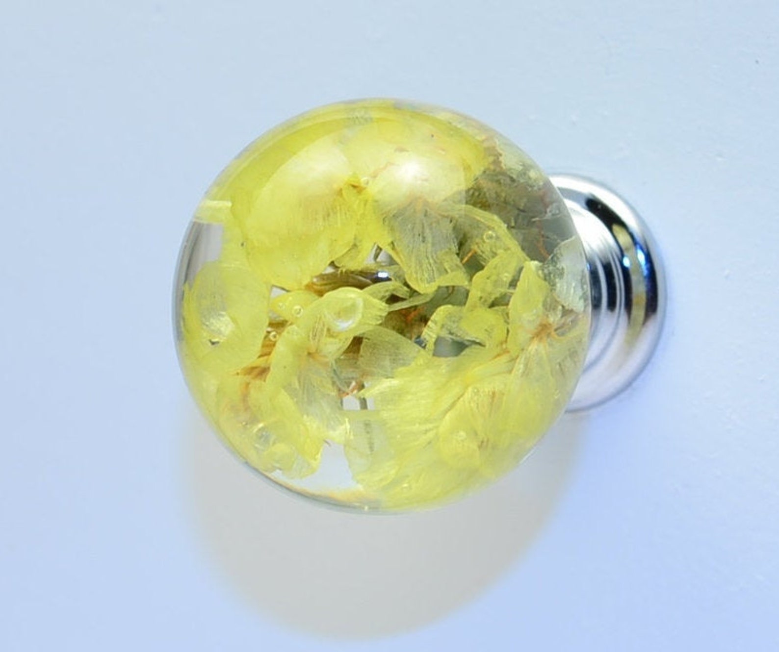 Cabinet Pulls With Yellow Flower, Boho Home Decor , Floral Door Knobs ...