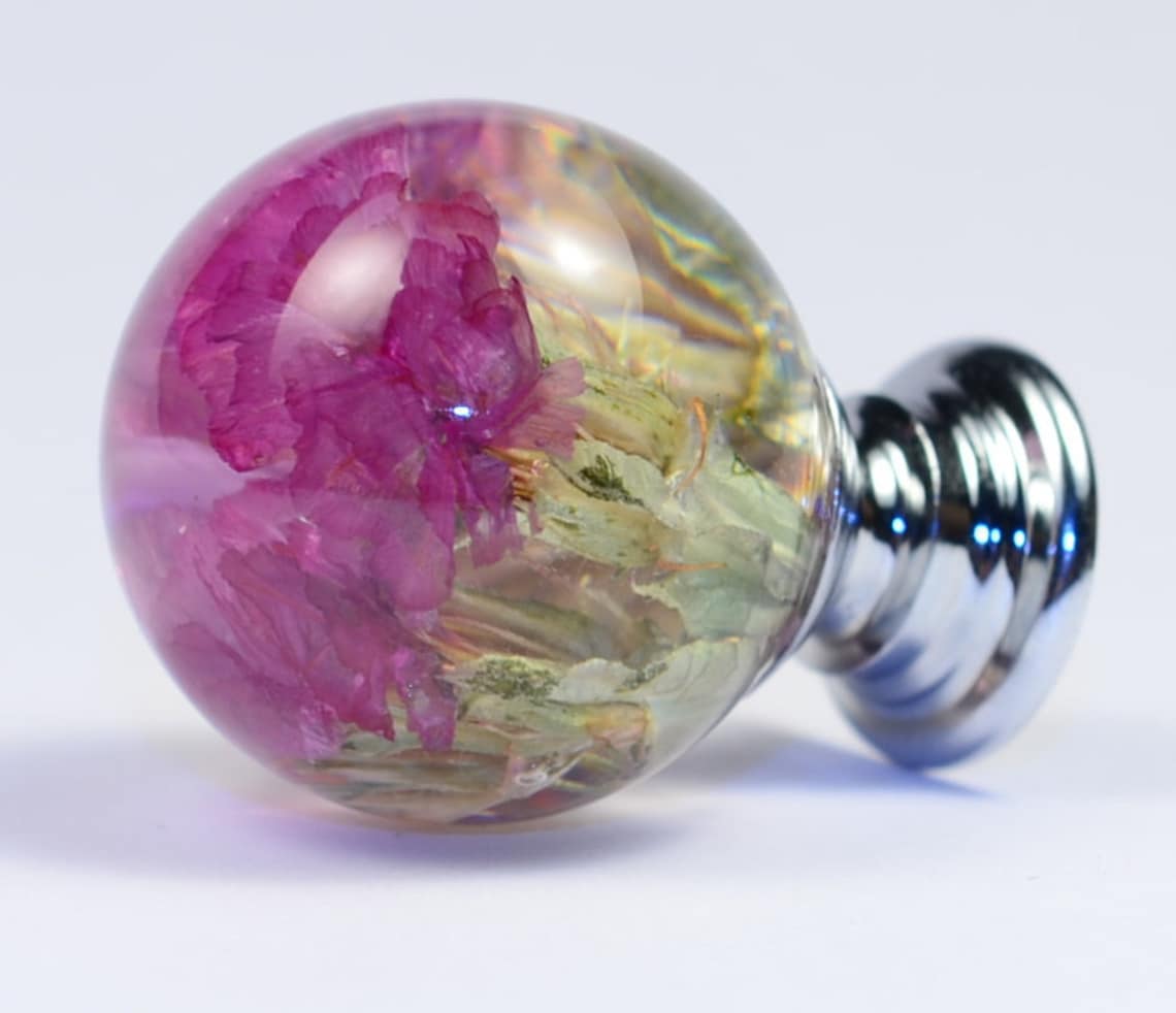 Set of 5 Real Flowers Resin Knobs Unique Gift - Etsy UK