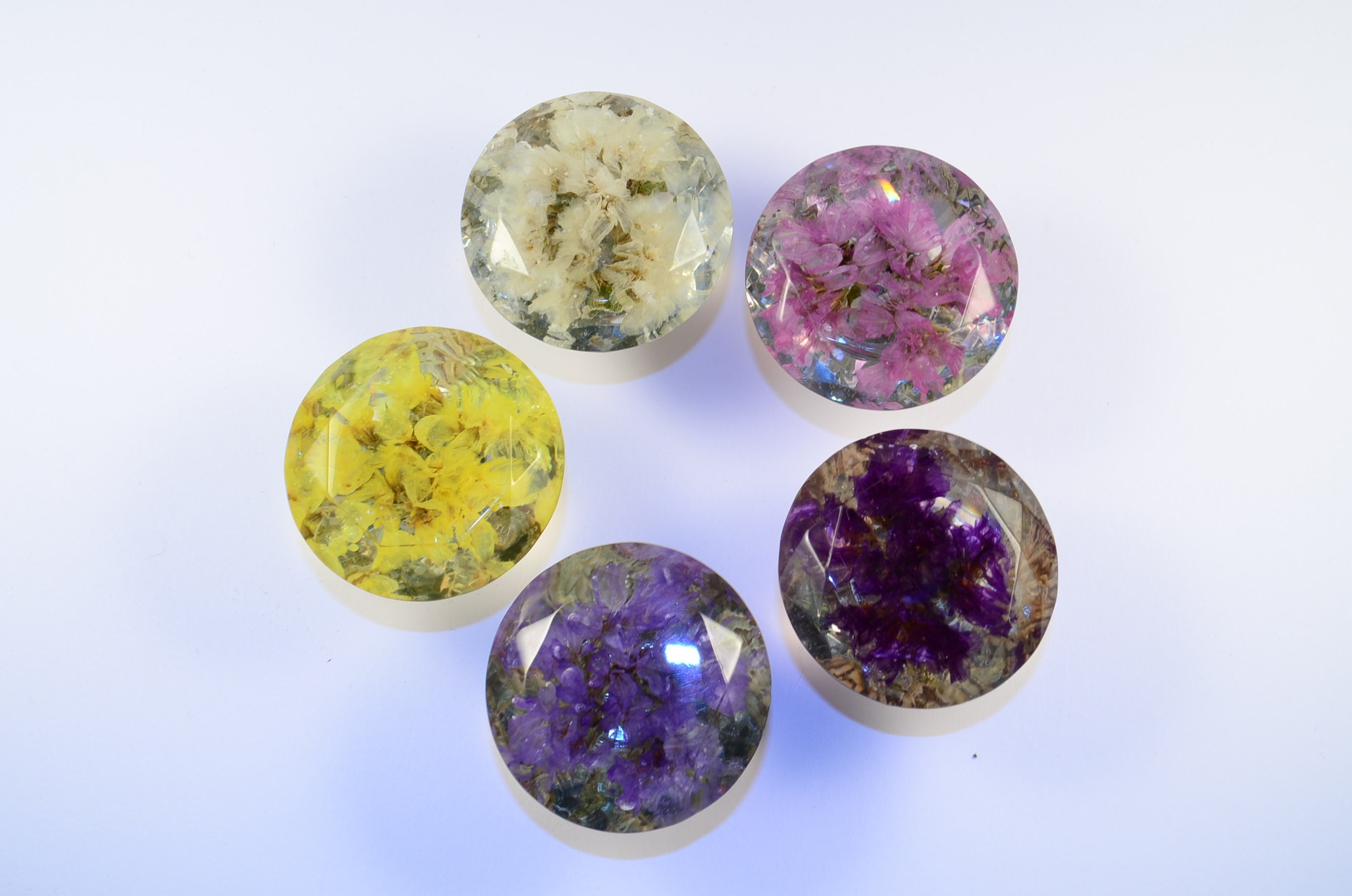 Gift Set of 5 Real Flower Resin Drawer Knobs Drawer Pulls - Etsy