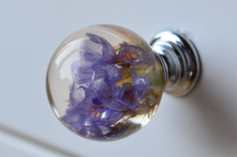 Set of 6 Real Flower Resin Drawer Knobs 28mm Personalized - Etsy UK