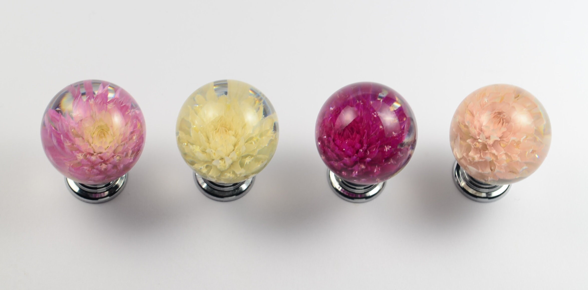 Set 4 Real Flowers Resin Knobs Unique Gift Handmade Knobs | Etsy