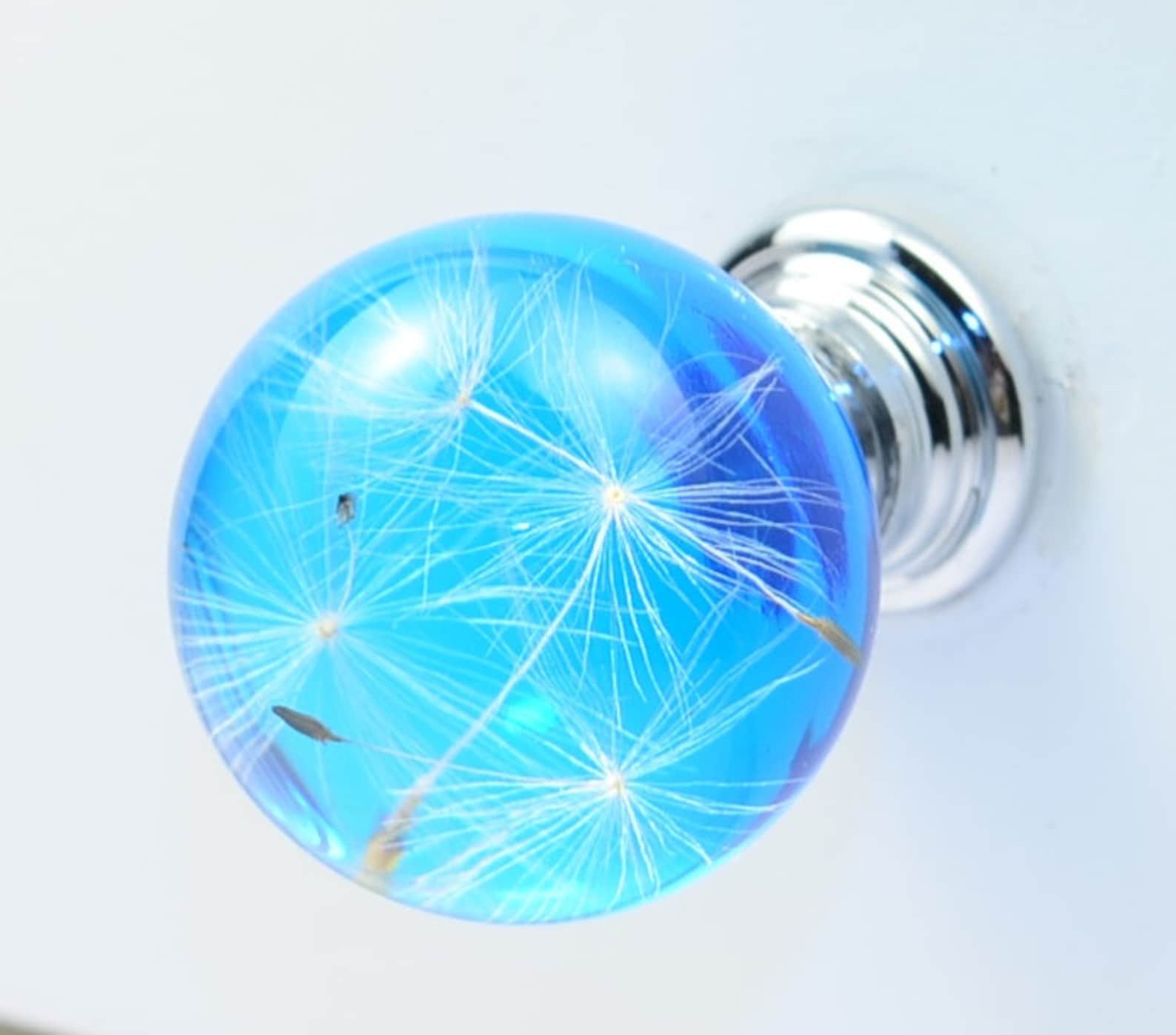 Blue Dandelion Seeds Drawer Knobs, Drawer Pulls, Cabinet Pulls, Dresser ...