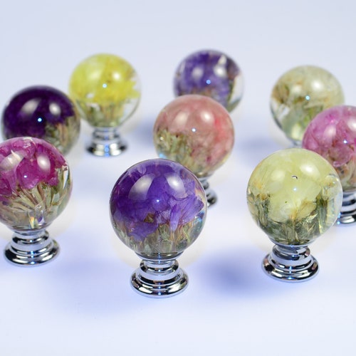 Set of 6 Real Flower Resin Drawer Knobs 28mm Personalized - Etsy UK