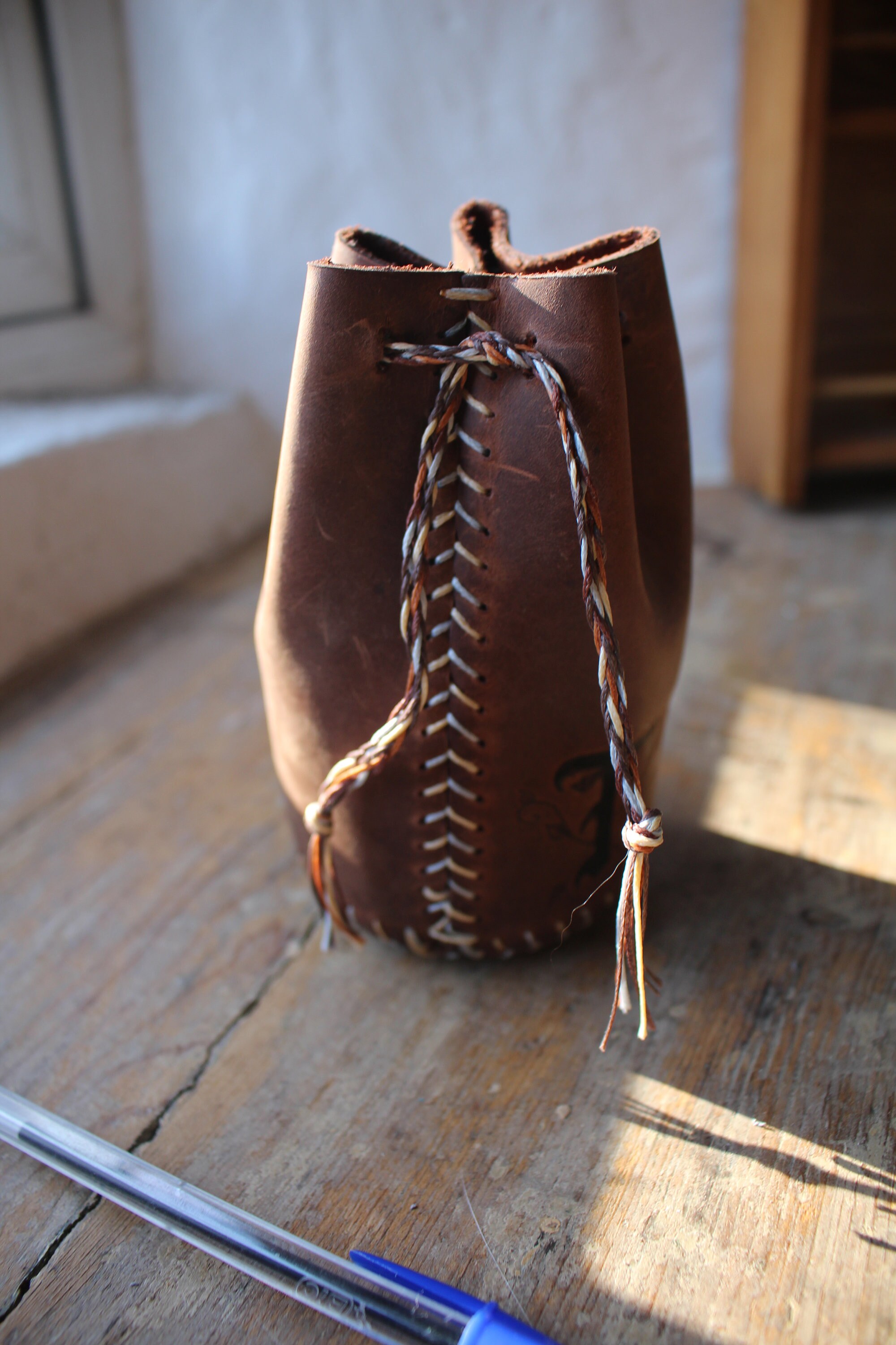 Large Personalised Genuine Leather Dice Pouch, Handmade, Draw String ...