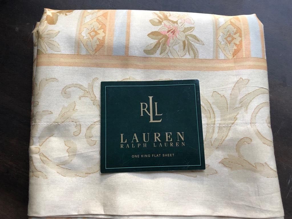 Ralph Lauren AUBUSSON LAMBERT Floral KING 4PC Sheet Set Sateen 300TC ...
