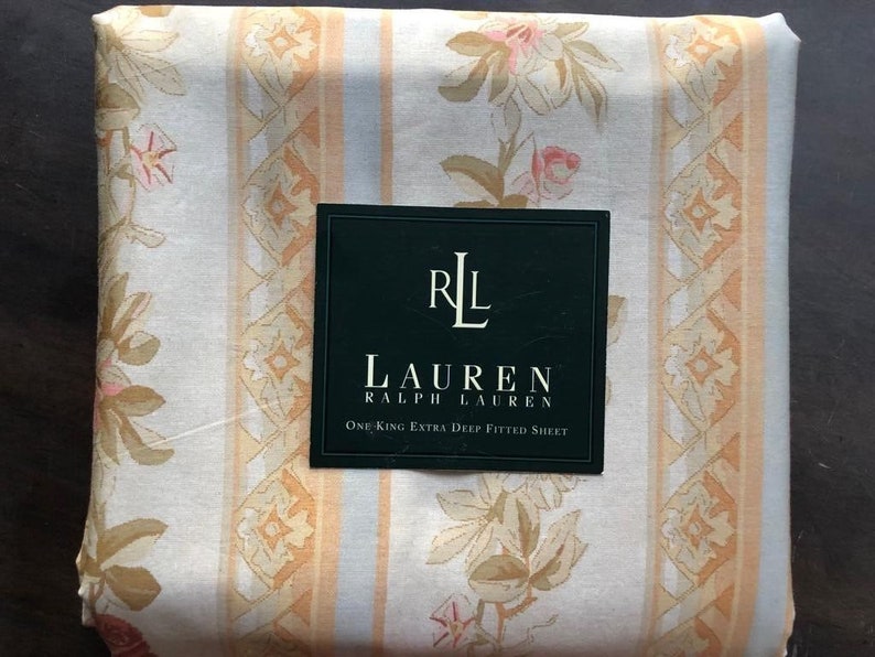 Ralph Lauren AUBUSSON LAMBERT Floral KING 4PC Sheet Set Sateen 300TC ...
