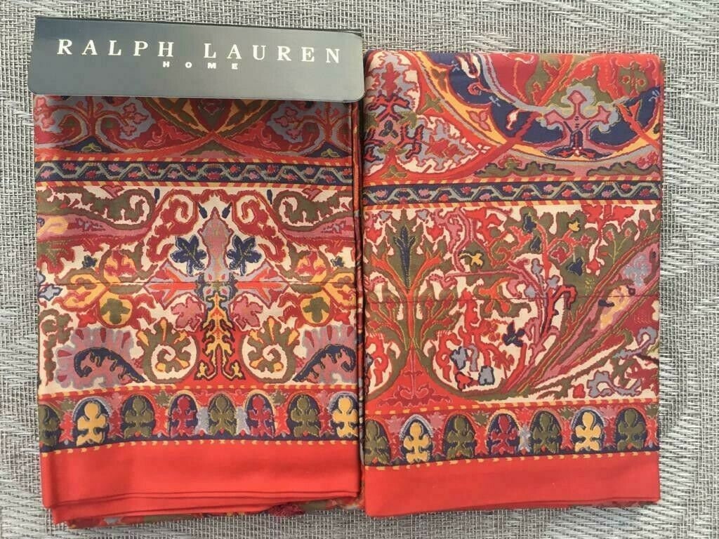 Ralph Lauren Galahad Red Paisley King Sheet Set 4 Pc Sateen Rare ...
